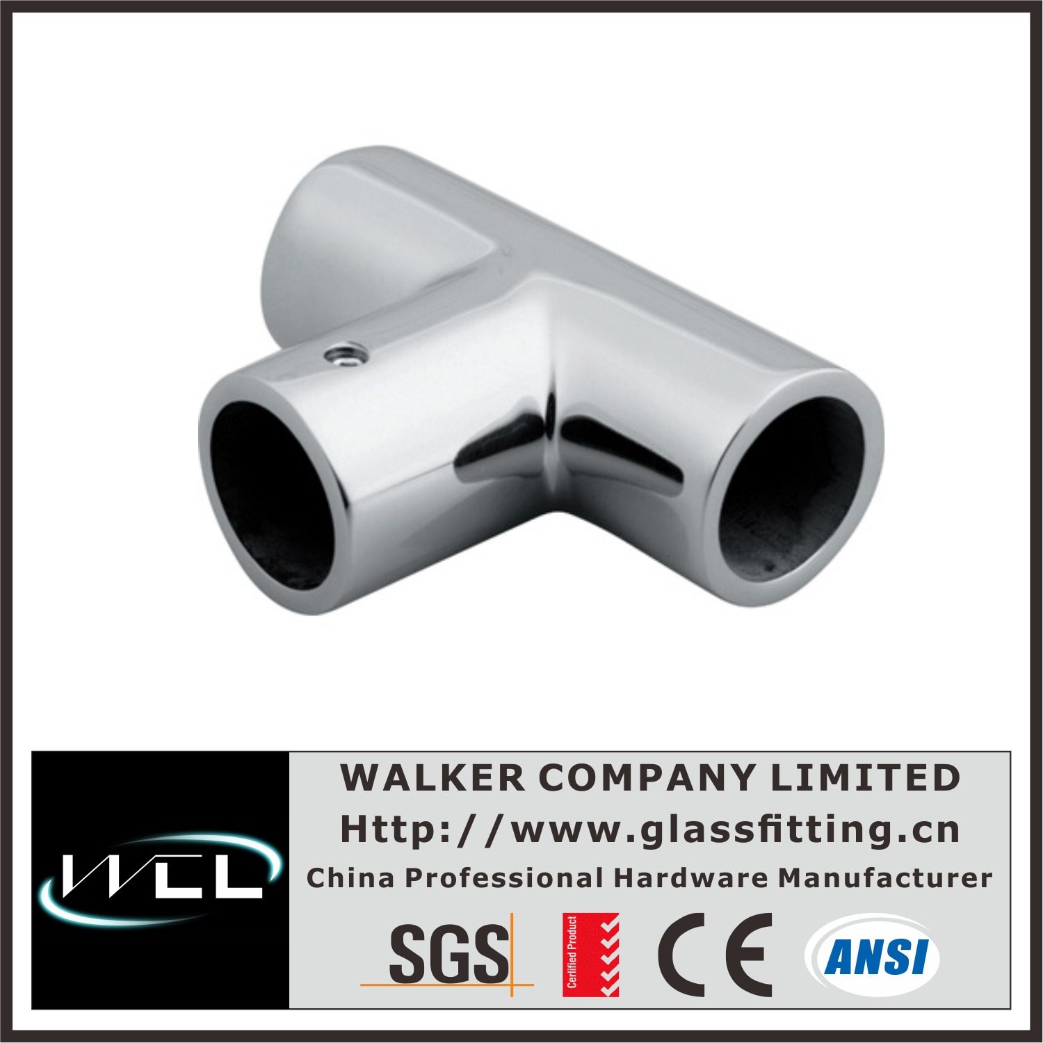 AC008-'T'-Junction-Bracket-for-Round-Support-Bar | Walker-hardware